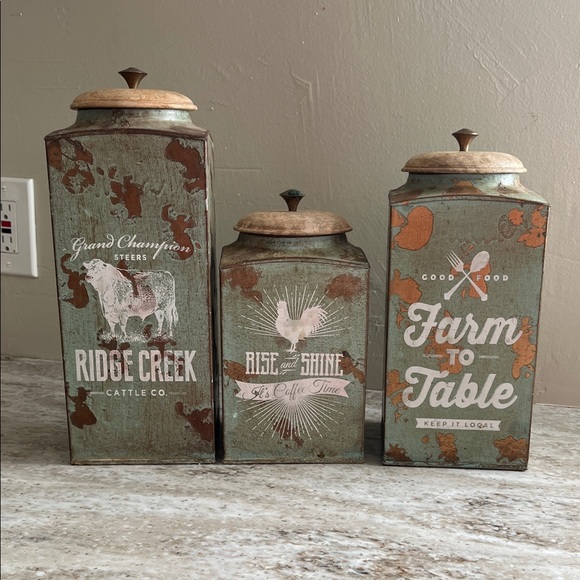 Kitchen | Rustic Farmhouse Metal Canisters | Poshmark